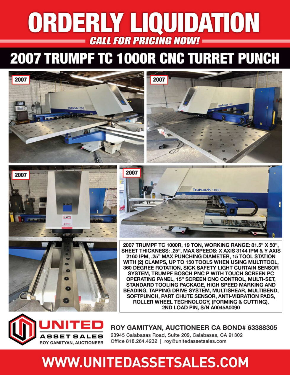 United Asset Sales | CNC Machine Shop, Fabrication Equipment ...