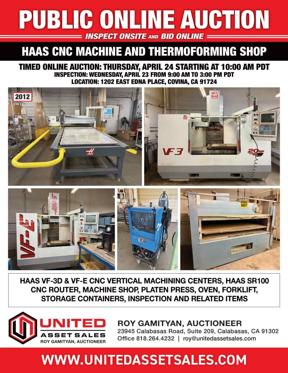 United Asset Sales | CNC Machine Shop, Fabrication Equipment ...
